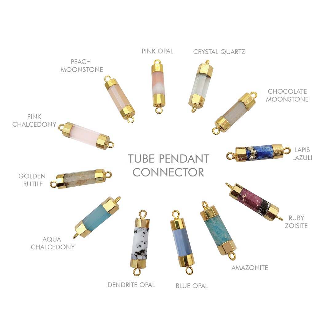 Gemstone Tube Connector | Electroplated Faceted Cut Tube Pendant ...