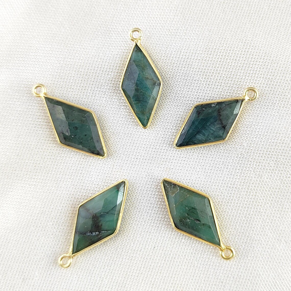 Gemstone Emerald Rhombus Shape Gold Vermeil Plated Bezel Set Pendant ...