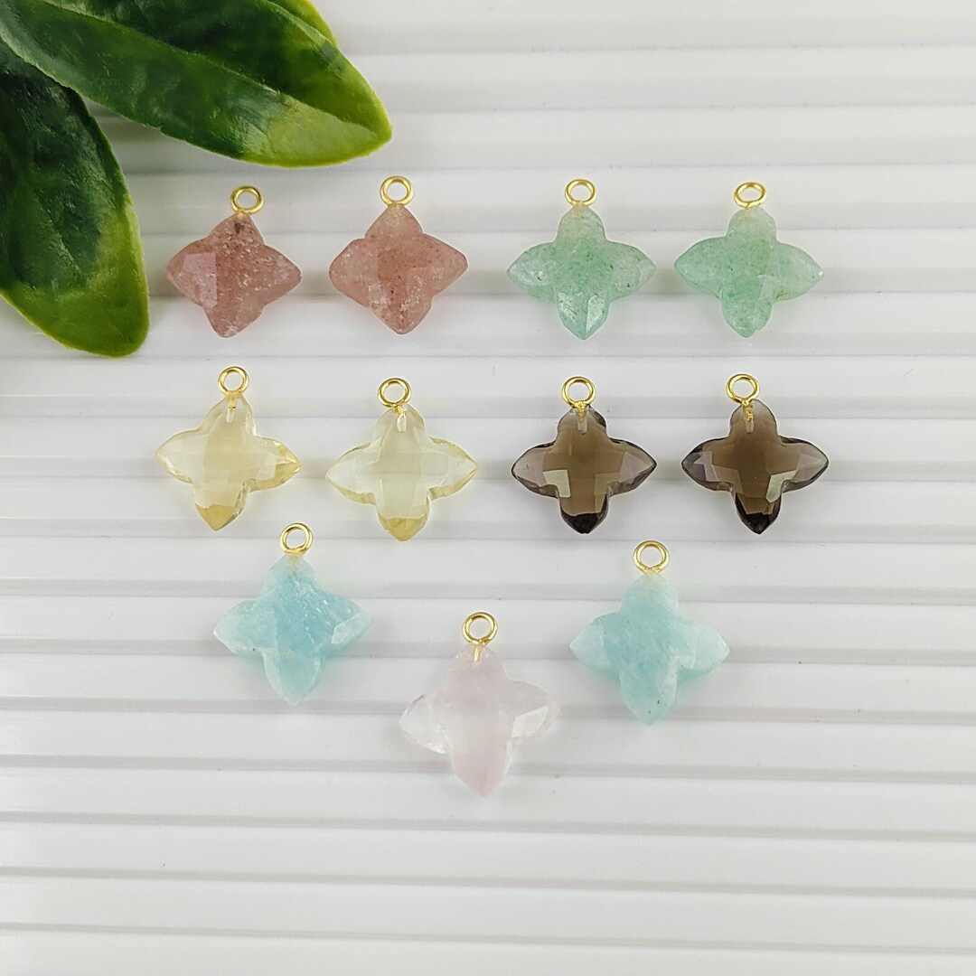 Clover Shape Gemstone Necklace Pendants Gold Vermeil 925 Sterling ...