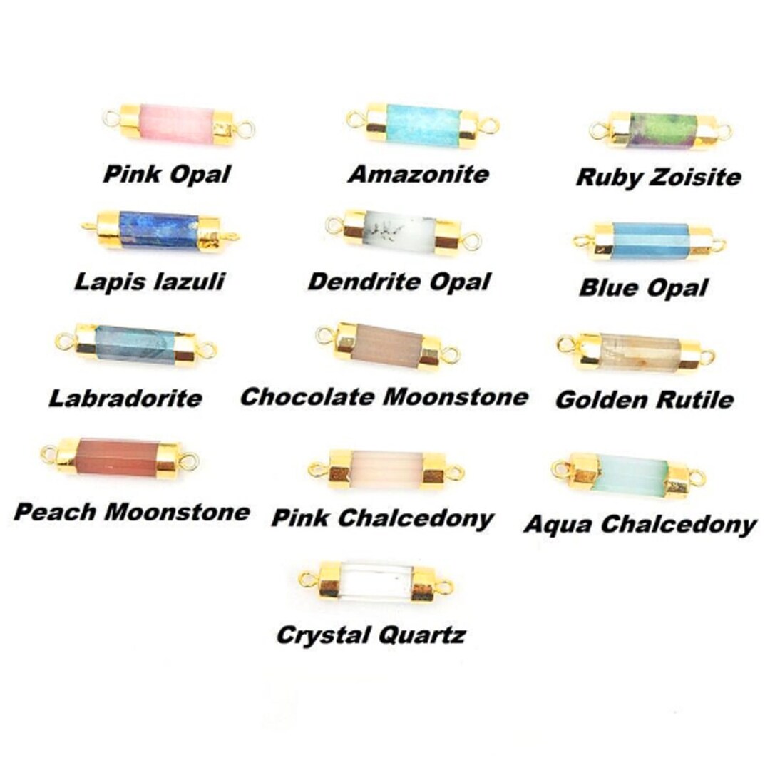 Gemstone Tube Connector Link Charms, Electroplated Faceted Cut Barrel ...