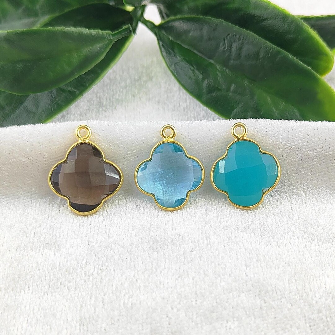 Gemstone Clover Shape Bezel Pendant Jewelry/necklace Making Faceted Cut ...