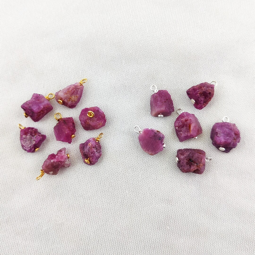 Rough Ruby Necklace Pendant, Rough Ruby Charms, Wire Wrapped Pendants ...