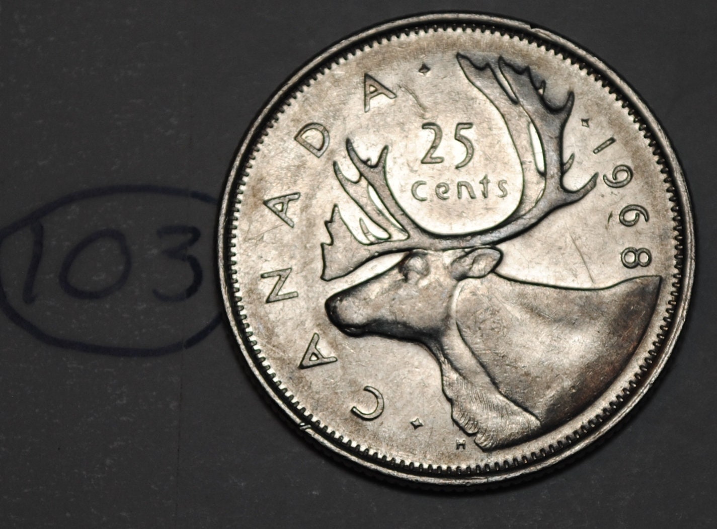 Canada 1968 25 cents Canadian Caribou Quarter Coin Lot 103 | Etsy