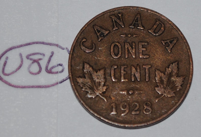 Canada 1928 1 Small cent Canadian one George V Penny coin Lot | Etsy