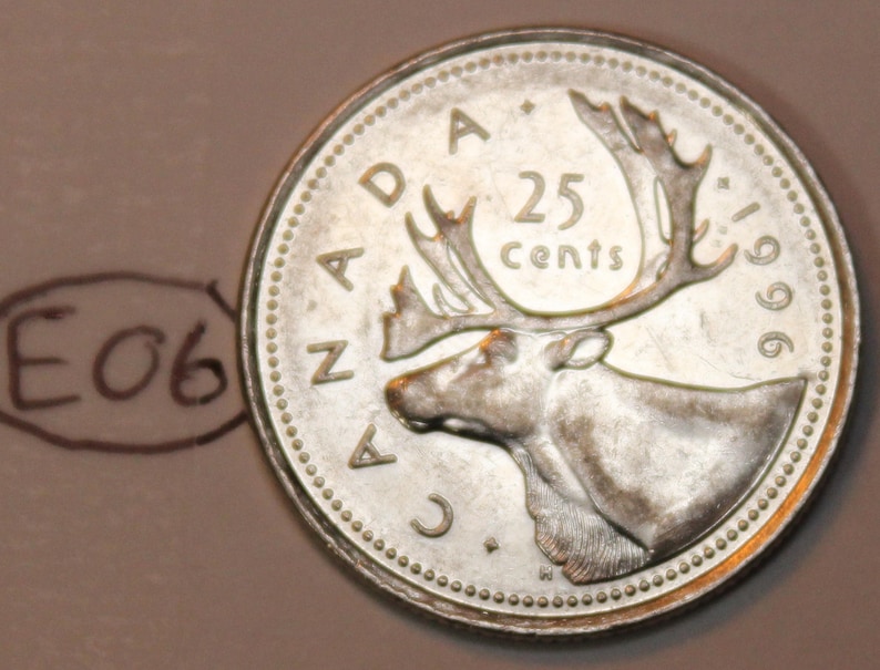 Canada 1996 25 cents Canadian Caribou Quarter Coin Lot E06 | Etsy