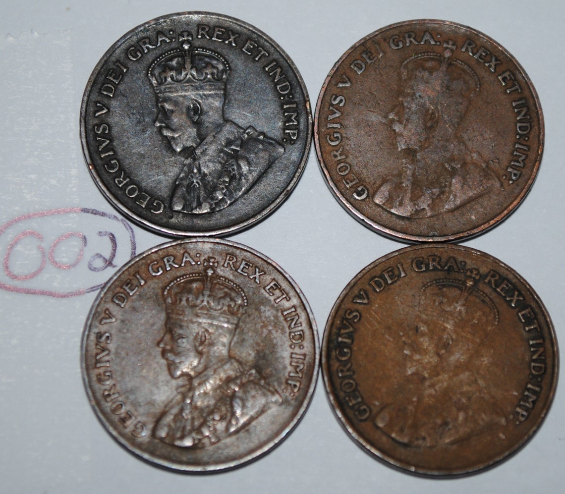 Canada 1920 X 4 1 Cent Copper Coin One Canadian George V Penny - Etsy