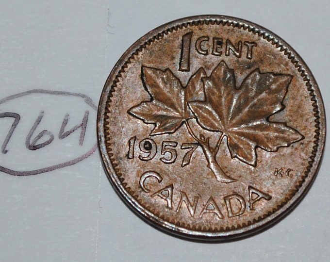 Canada 1957 1 Cent Copper Coin One Canadian Penny Lot 764 - Etsy