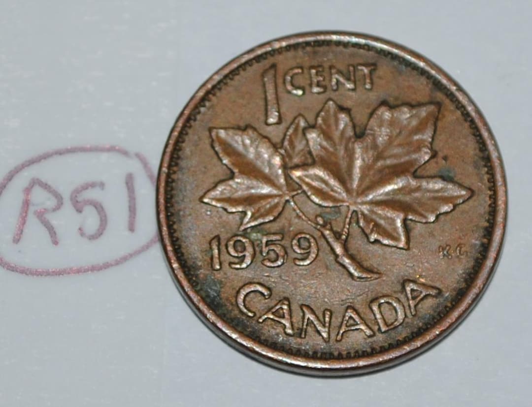 Canada 1959 1 Cent Copper Coin One Canadian Penny Lot #R51 - Etsy