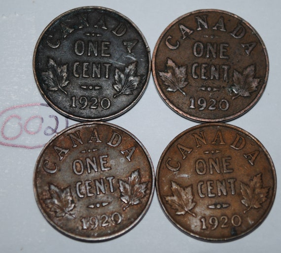 Canada 1920 X 4 1 Cent Copper Coin One Canadian George V Penny - Etsy