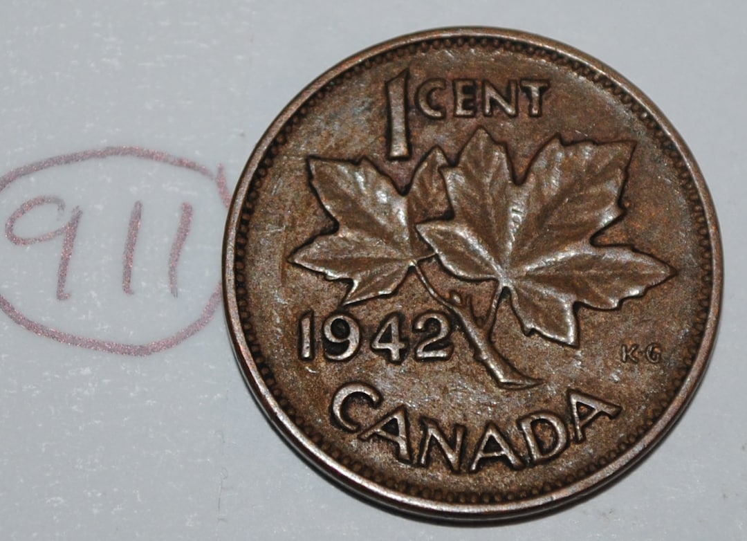 Canada 1942 Pièce de cuivre de 1 cent Un lot dun cent canadien 911 ...