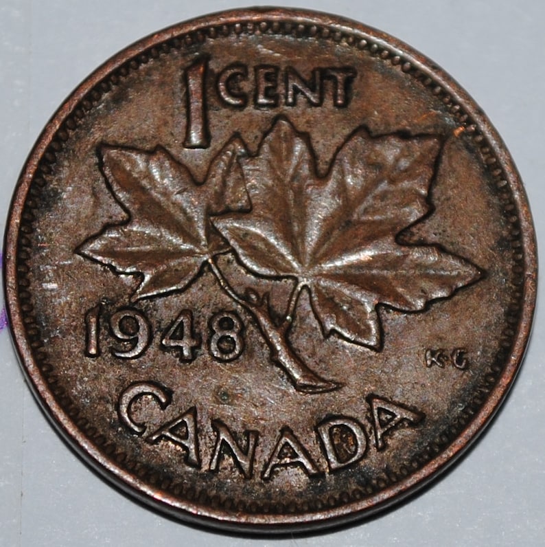 Canada 1948 1 Cent Copper Coin One Canadian George VI Penny - Etsy