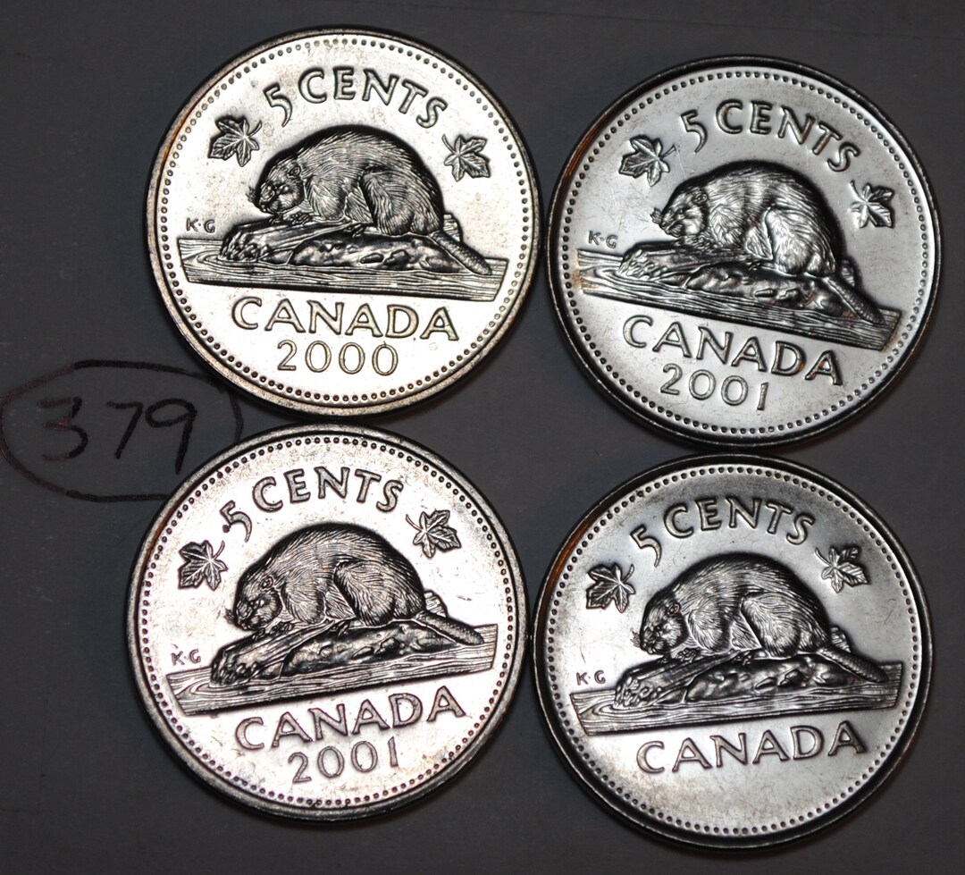 Canada 2000, 2001, 2001P, 2002P 5 Cents Elizabeth II Canadian Nickels ...