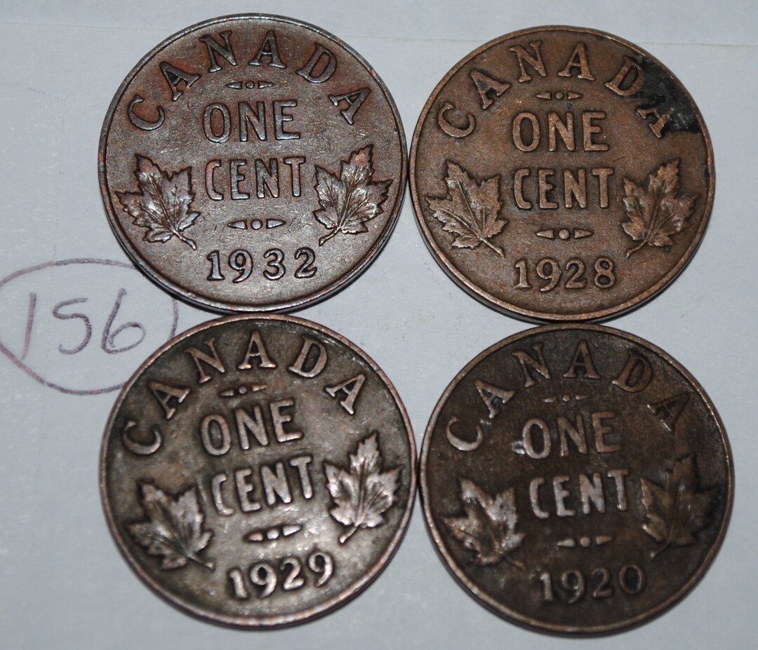 Canada 1920 1928 1929 1932 George V 1 Cent Canadian Copper Coins Lot ...