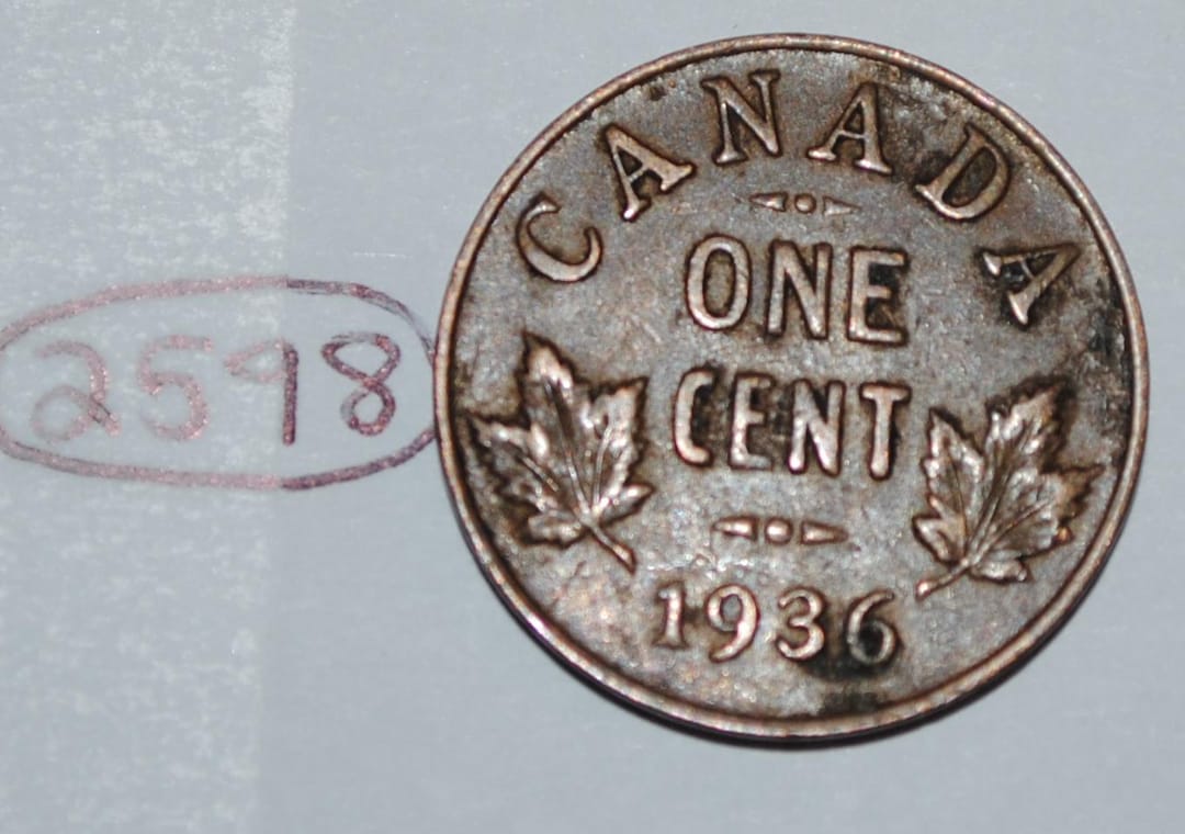 Canada 1936 1 Cent Copper Coin One Canadian George V Penny Lot #2598 - Etsy