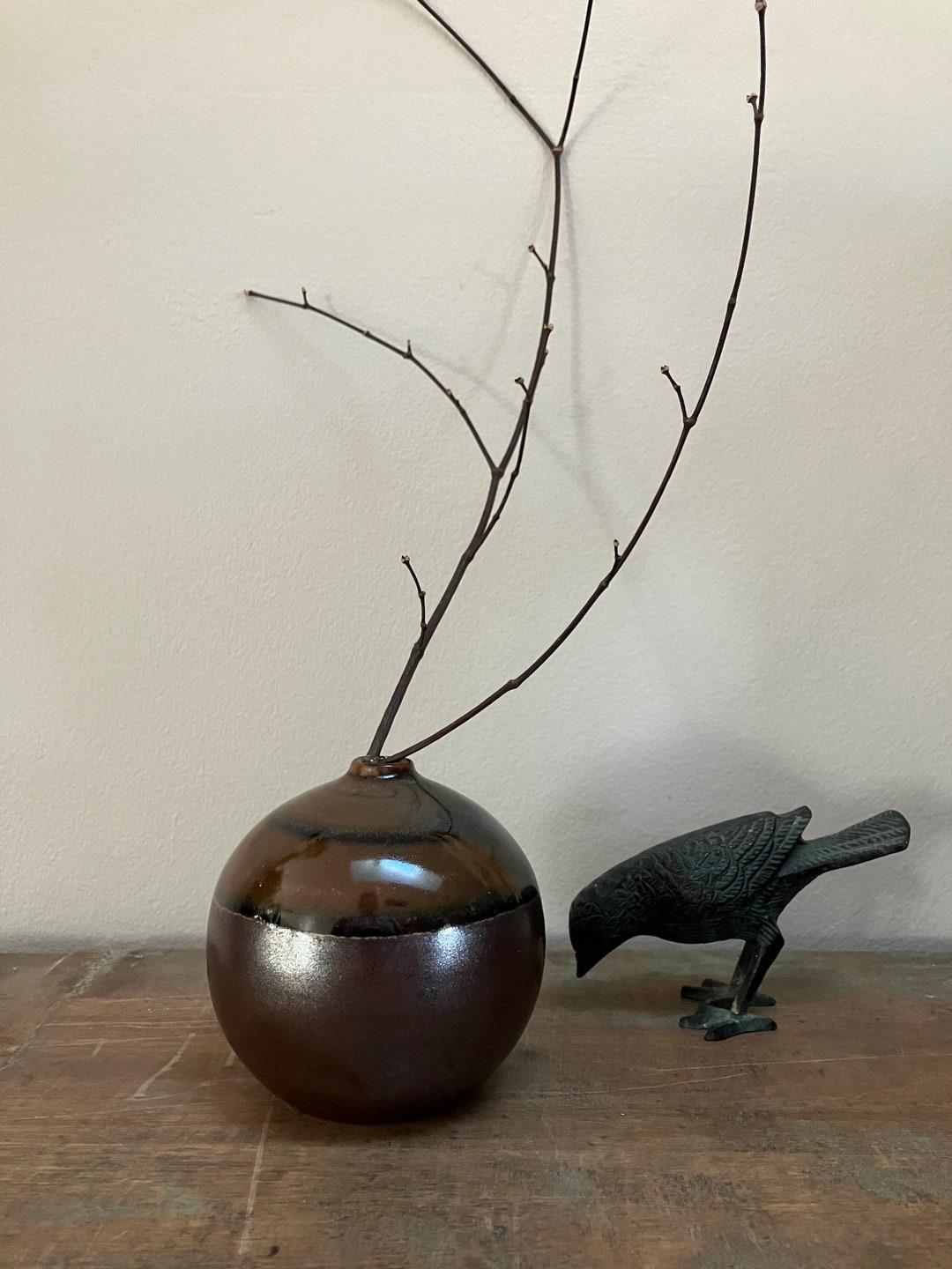 Vintage Brown Orb Weed Pot Original OMC Otagiri Made in Japan Trademark ...