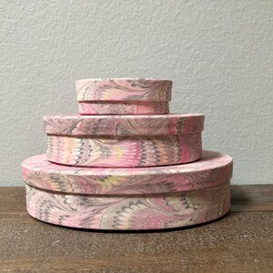 Handmade Marbleized Paper Boxes Set of 3 Italian IL Papiro Pink Boxes ...