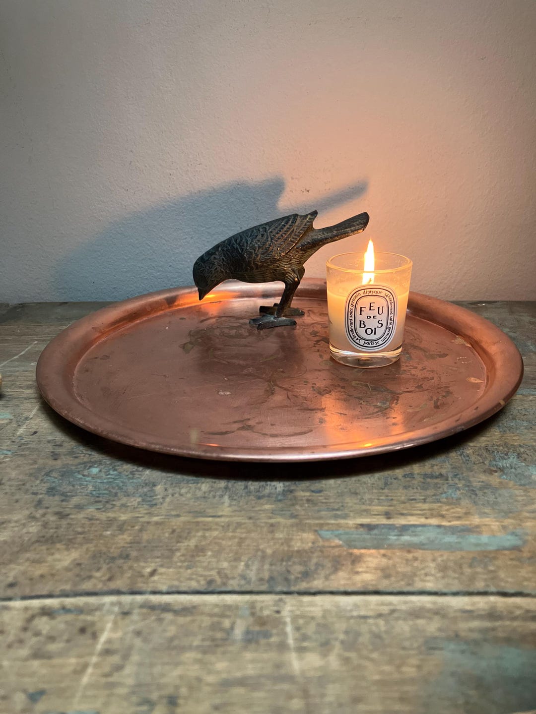 Vintage Scandi Copper Tray Round Copper Vintage Barware Tray Copper ...