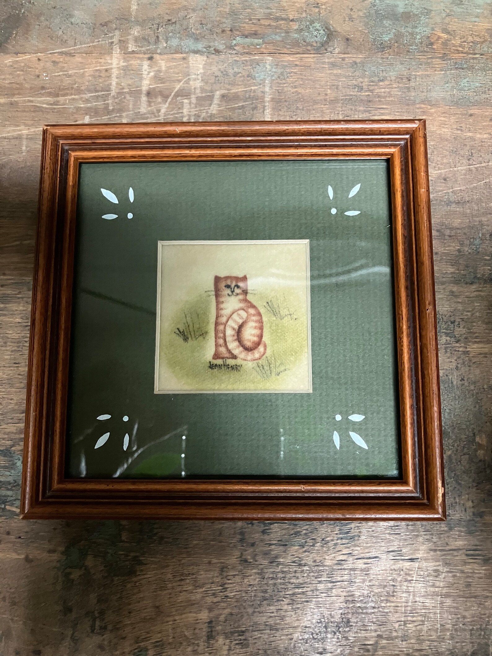 Vintage Theorem Painting Jean Henry Small Theorem Framed Wall Art Folk ...