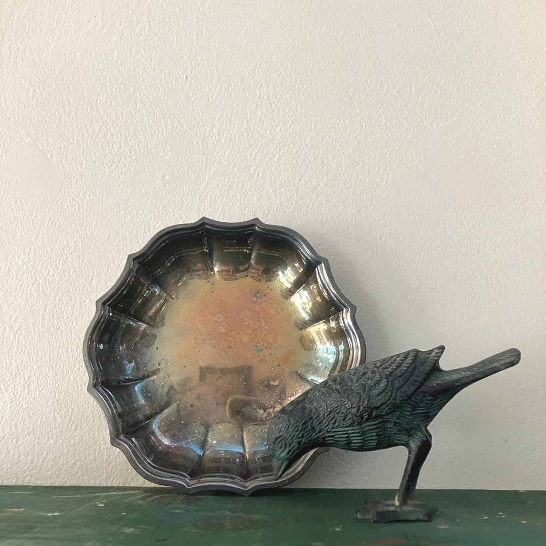 Vintage Tarnished Silver Ring Dish - Etsy