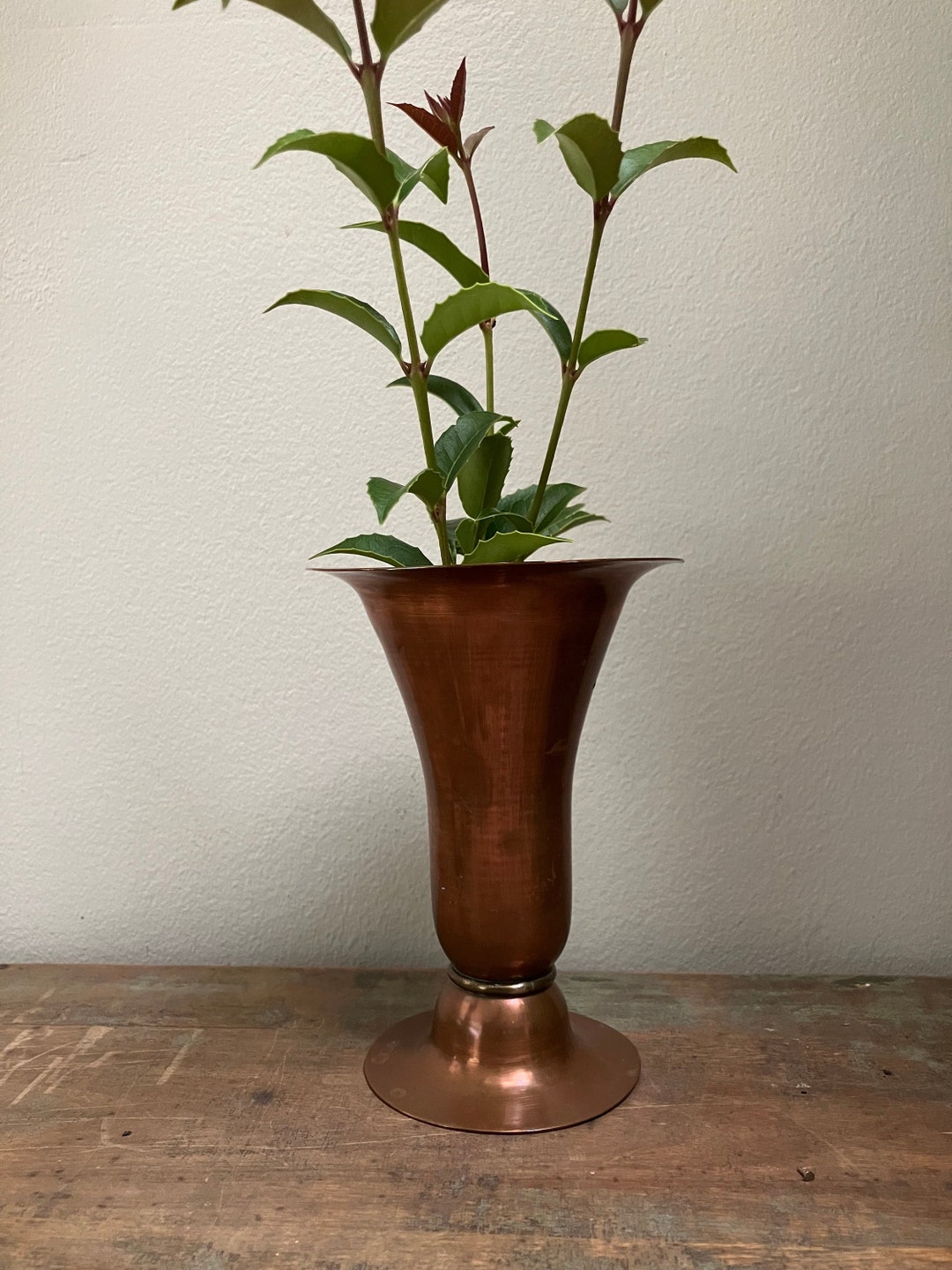 Vintage Copper Vase | Solid Copper Vase Signed 1945 | Tulip Shape ...