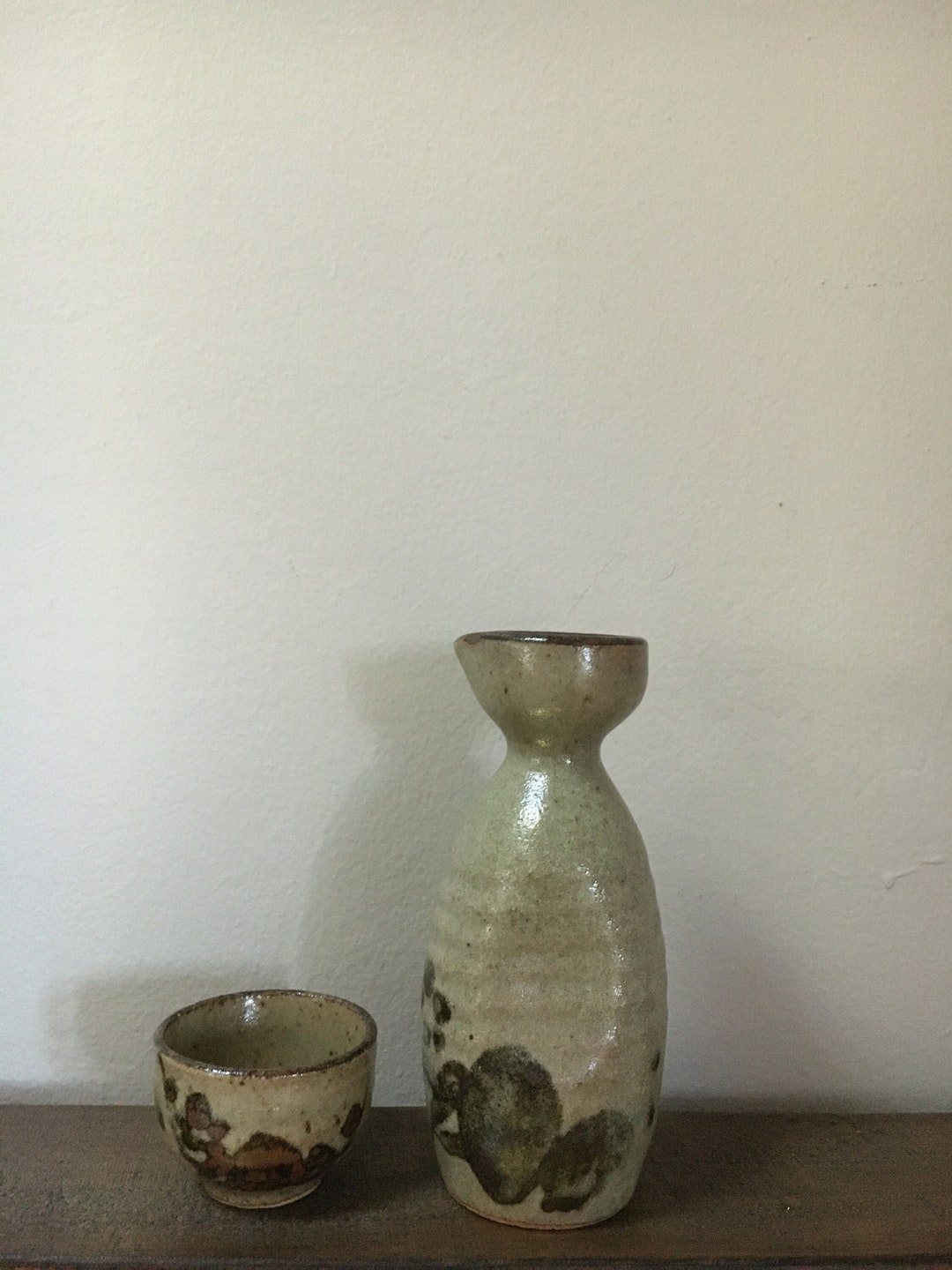 Sake Flask and Teacup Set | Earthenware Individual Sake Set | Earthy ...