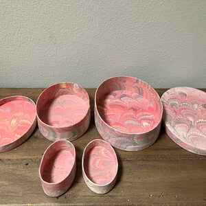 Handmade Marbleized Paper Boxes Set of 3 Italian IL Papiro Pink Boxes ...