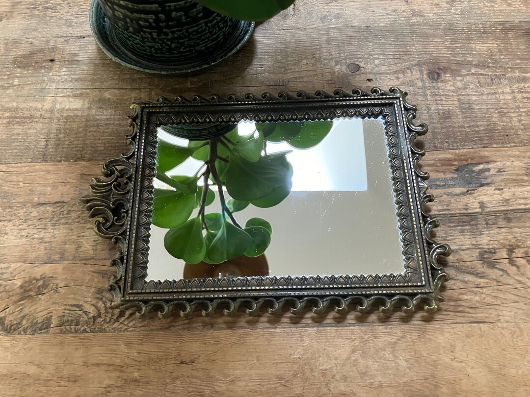 Vintage Mirror | Small Vertical Wall Mirror or Mirrored Dresser Tray ...