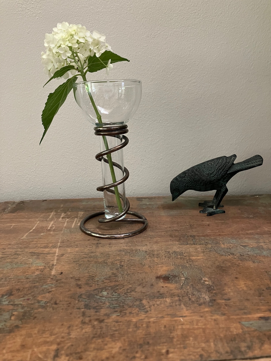 Vintage Glass Vial Vase With Silver Plate Stand | Glass Rooting Vase With Silver Metal Holder ...