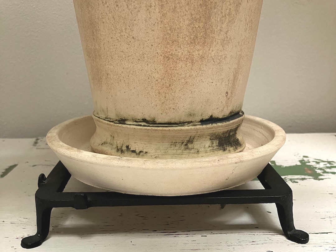 Vintage Display Stand | Black Cast Iron Square Stand | Large Indoor ...