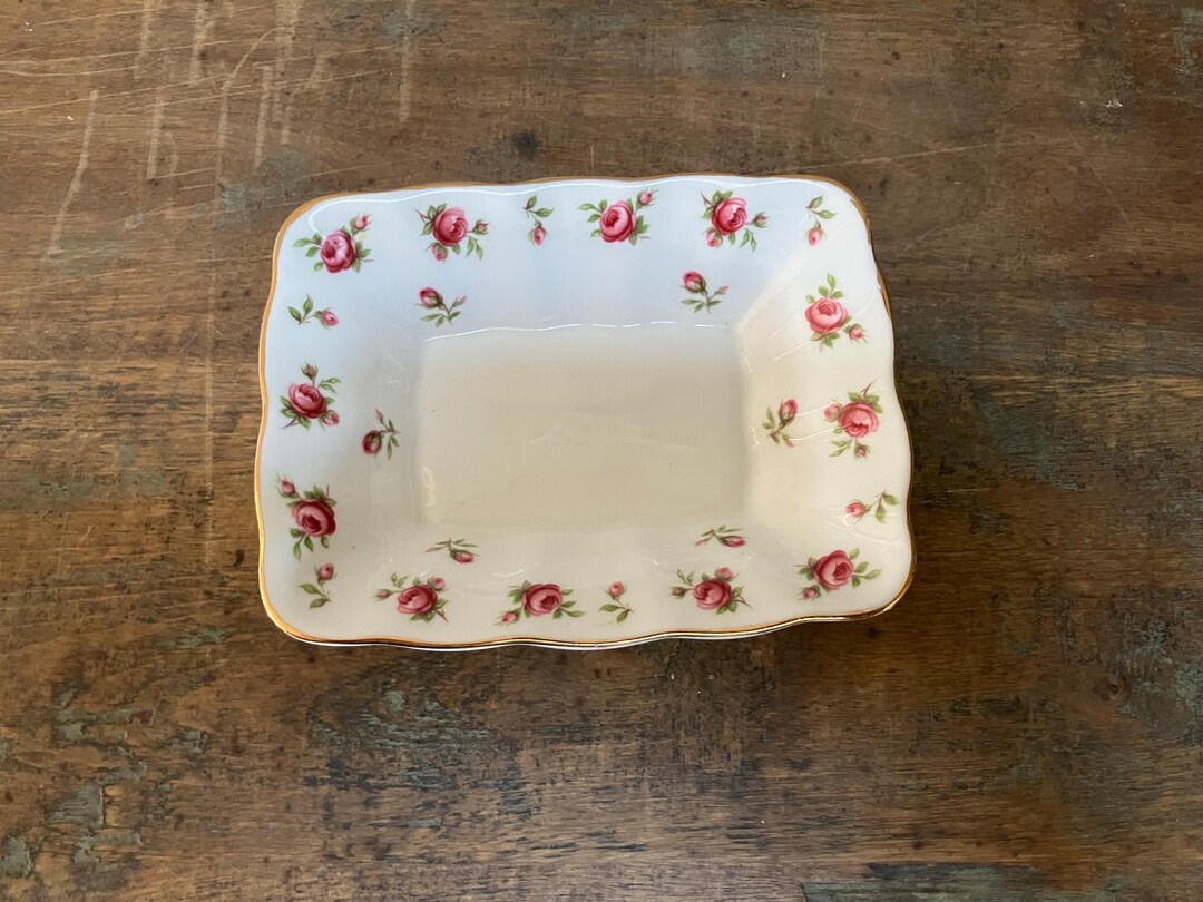 Vintage Porcelain Rose Dish | Royal Albert Delicate Ring Dish With Rose ...