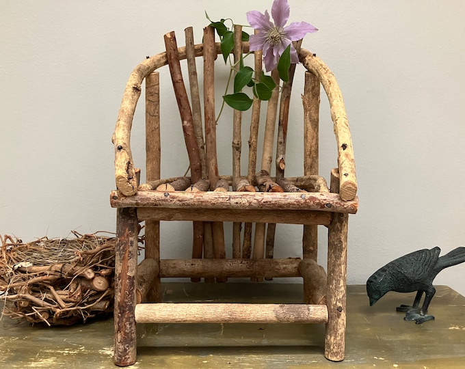 Rustic Garden Ornament Chair | Folk Art Dollhouse Furniture | Tree ...