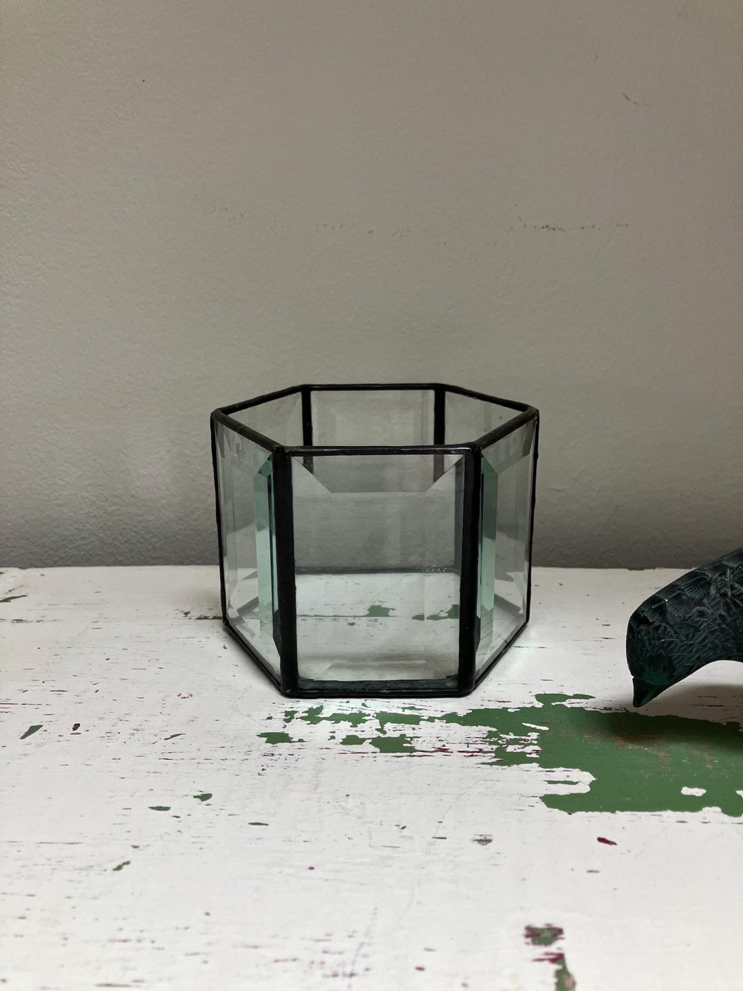 Vintage Soldered Glass Box | Small Beveled Glass Open Box | Mini Glass ...