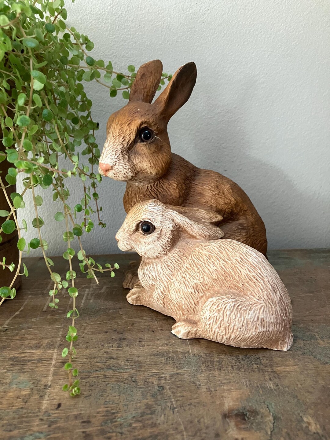 Vintage Bunny Rabbit Statue Brown and White Rabbit Large Rabbit ...