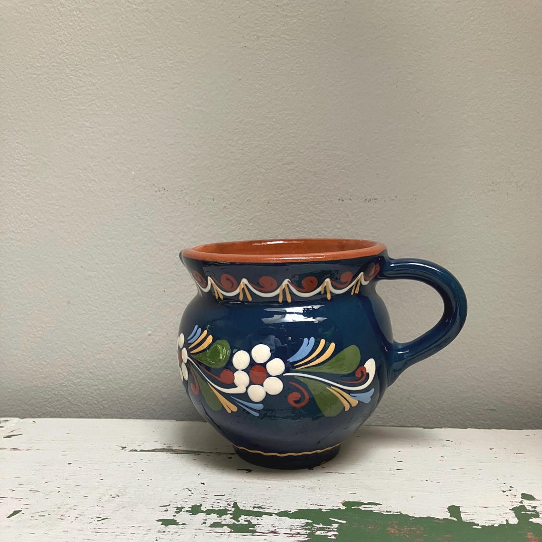 Vintage Soufflenheim Pottery Pitcher: Alsace French Folk Art Milk Jug ...