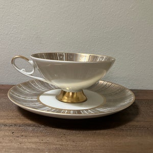 Vintage West German Teacup Modern White and Gold Porcelain Teacup Mid ...
