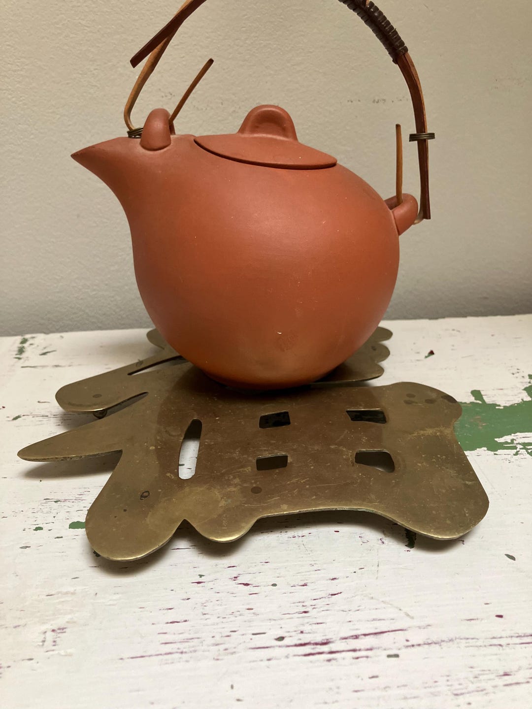 Vintage Brass Trivet | Brass Chinese Character Hefty Brass Trivet ...
