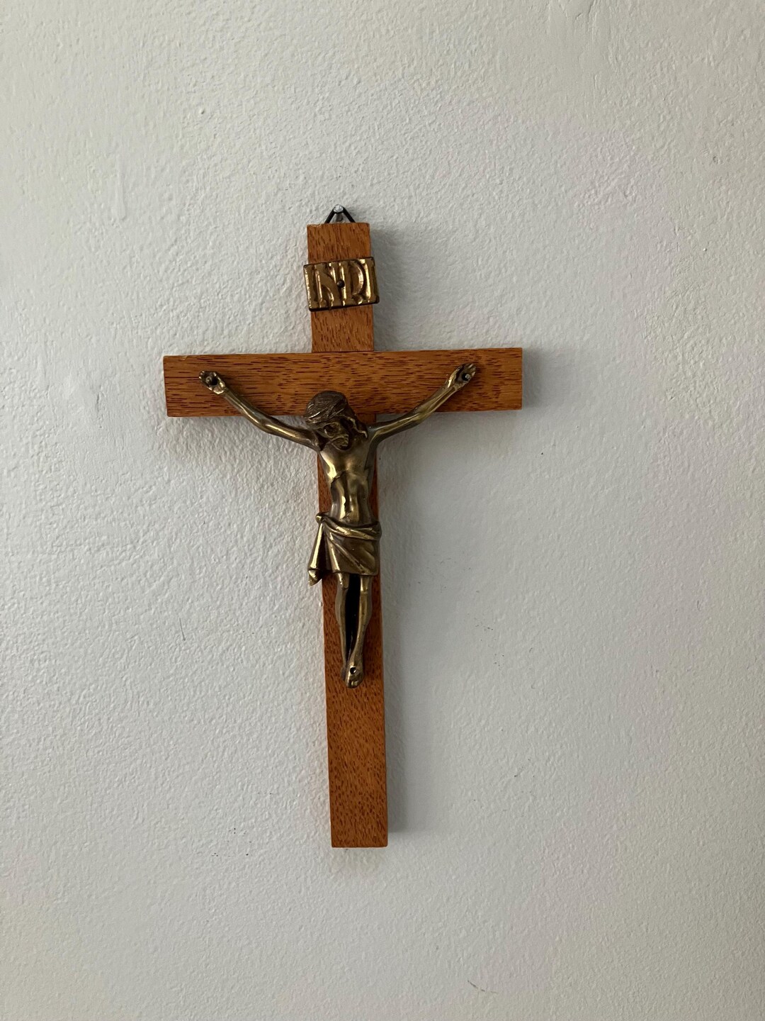 Vintage Crucifix | Wood & Brass Crucifix Made in Germany | Wall ...