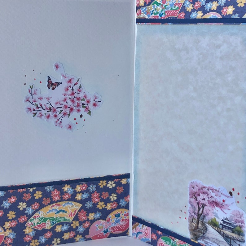 Japanese Style Card, Sakura Card, Cherry Blossom Card,cranes, Japanese ...