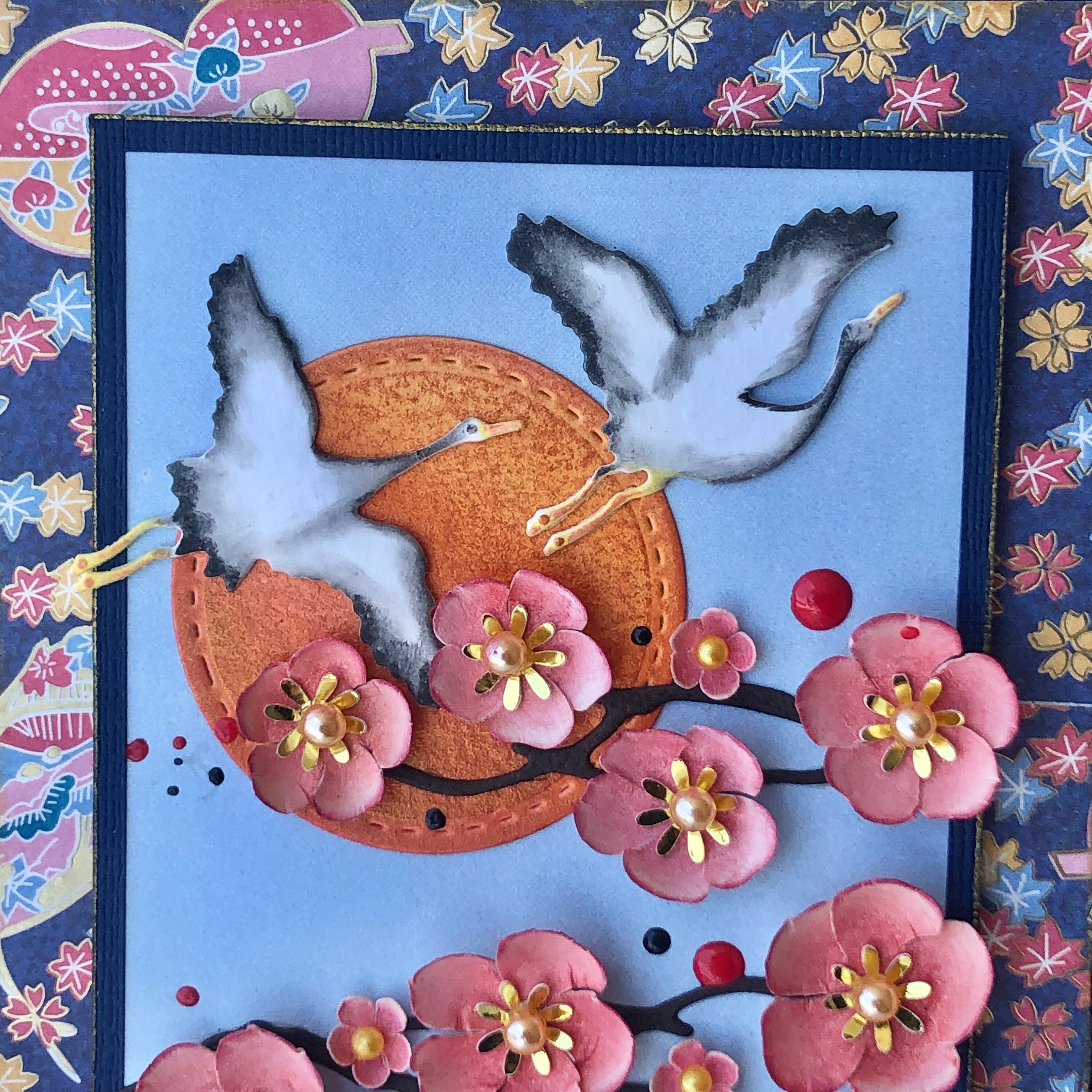 Japanese Style Card, Sakura Card, Cherry Blossom Card,cranes, Japanese ...