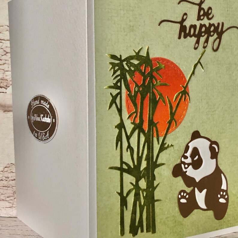 Handmade Panda and Bamboo Card, Be Happy Greeting Card , All Occasions ...