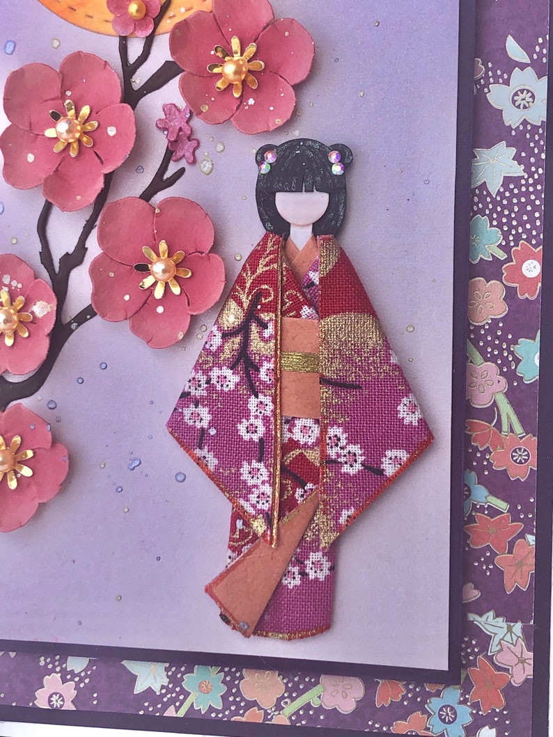 Cherry Blossom Card,japanese Style Card, Origami Doll Card,all ...