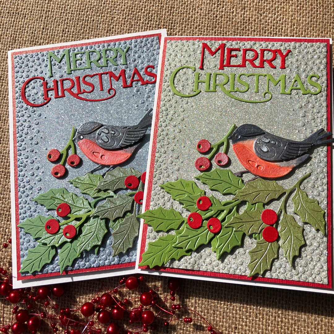 Merry Christmas Handmade Cards, Holidays Cards, Bullfinches Christmas ...
