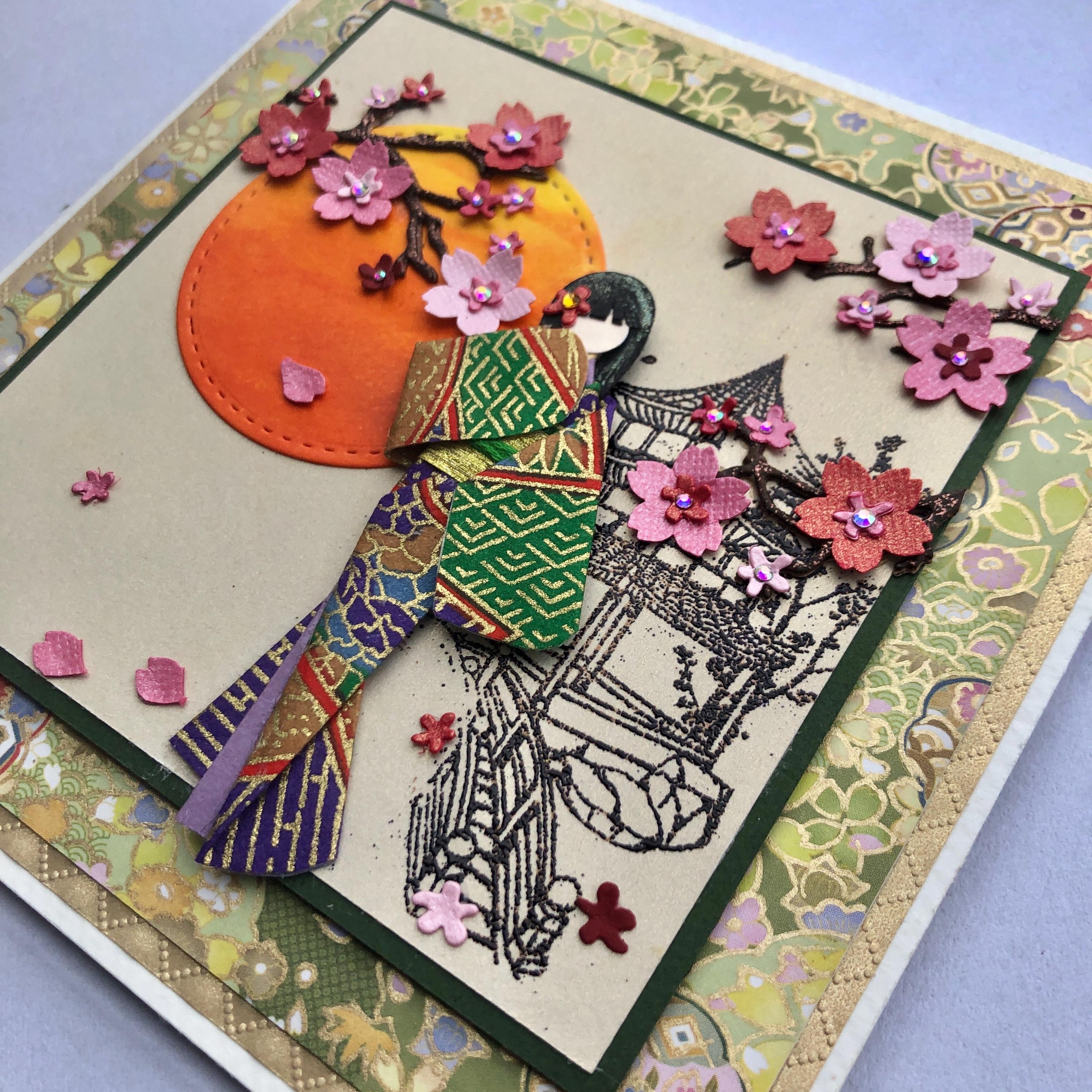 Cherry Blossom Card,japanese Style Card, Origami Doll Card, All ...