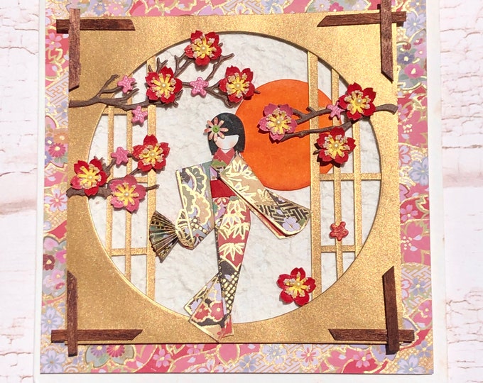 Japanese Style Card, Cherry Blossom Card, Sakura Blossom Card, Kimono ...