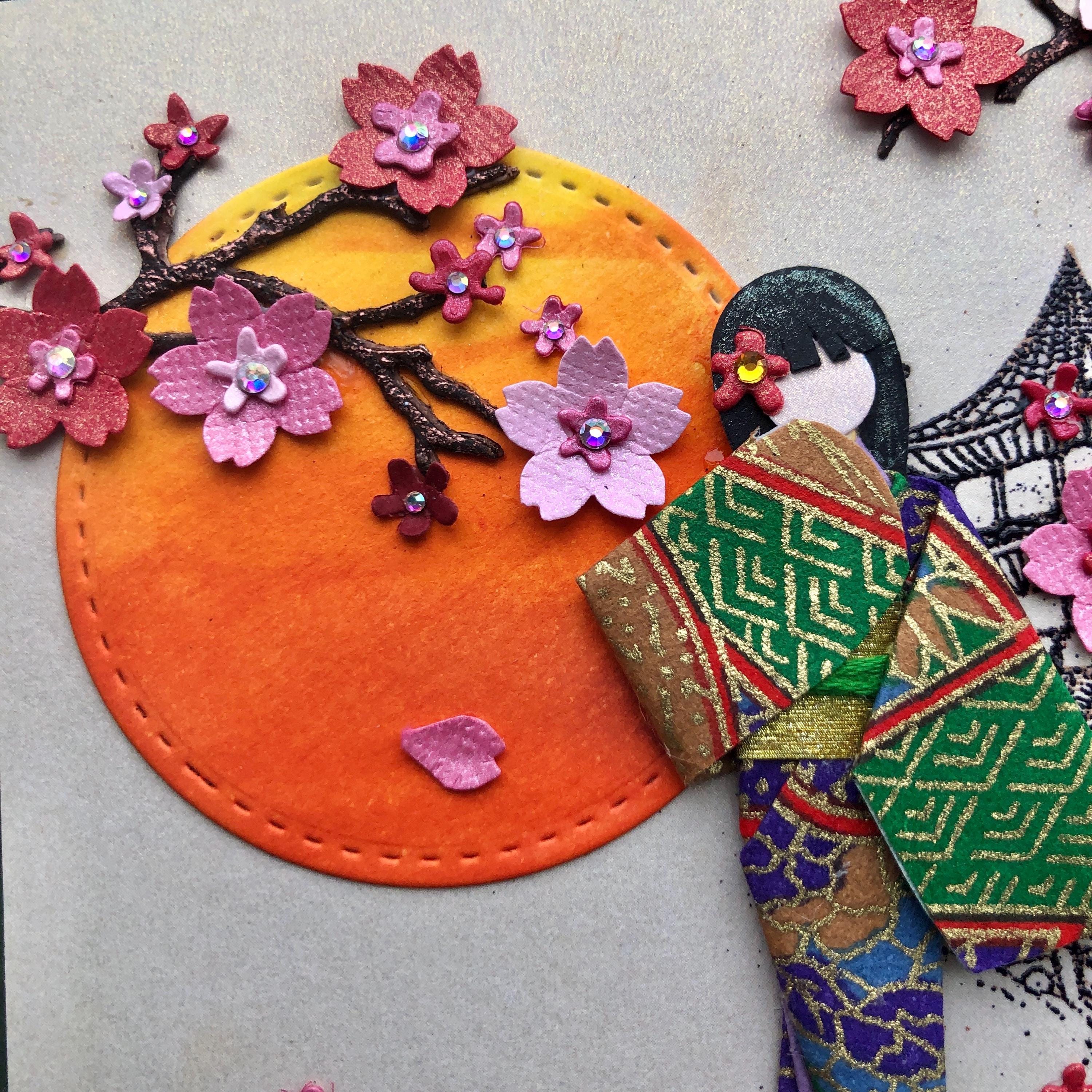 Cherry Blossom Card,japanese Style Card, Origami Doll Card, All ...