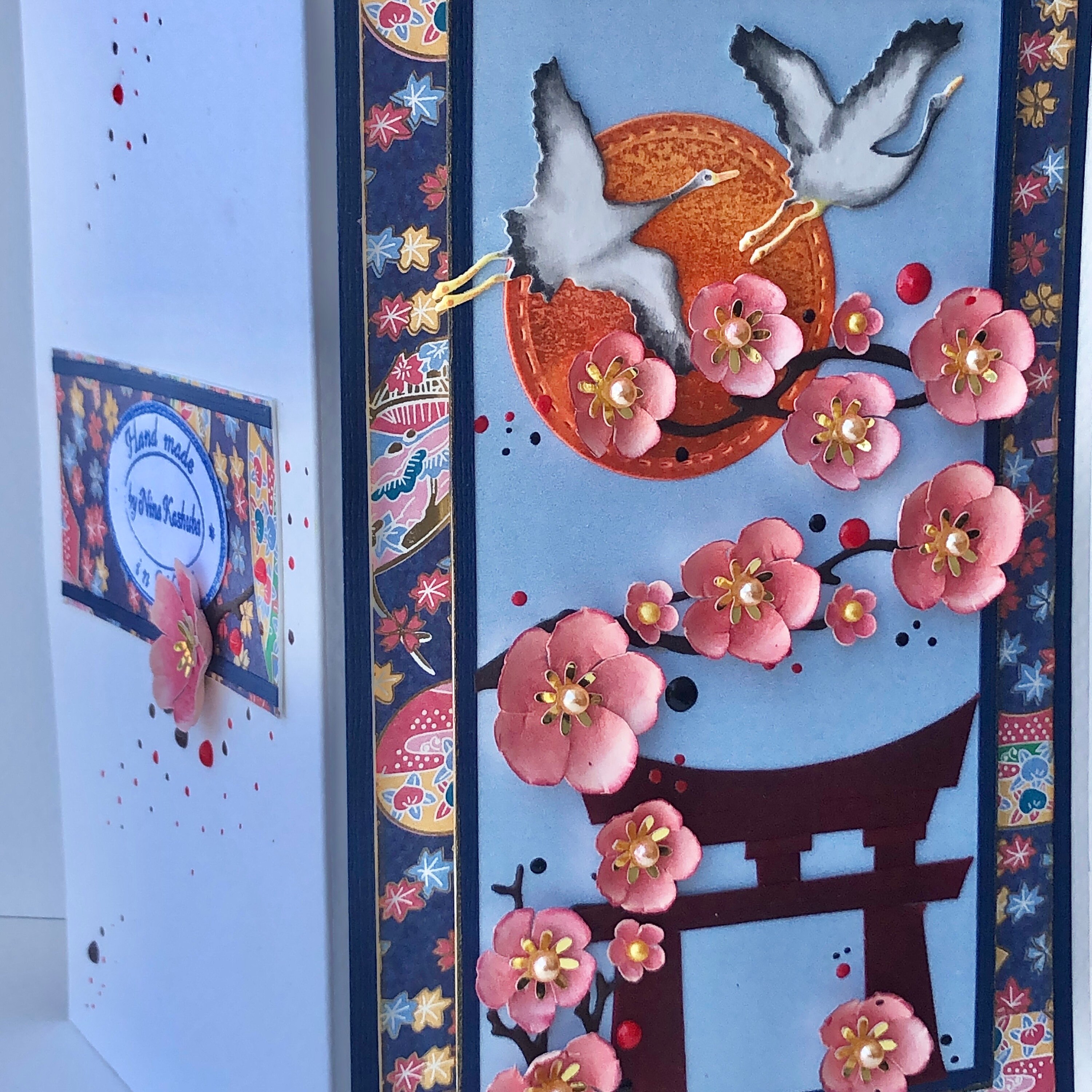 Japanese Style Card, Sakura Card, Cherry Blossom Card,cranes, Japanese ...