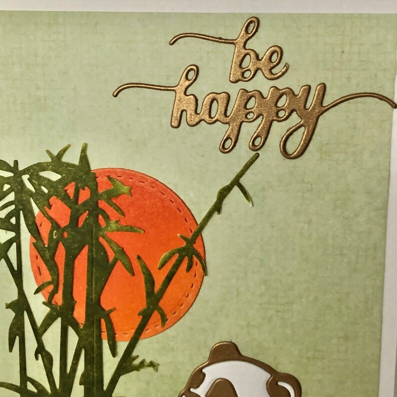 Handmade Panda and Bamboo Card, Be Happy Greeting Card , All Occasions ...