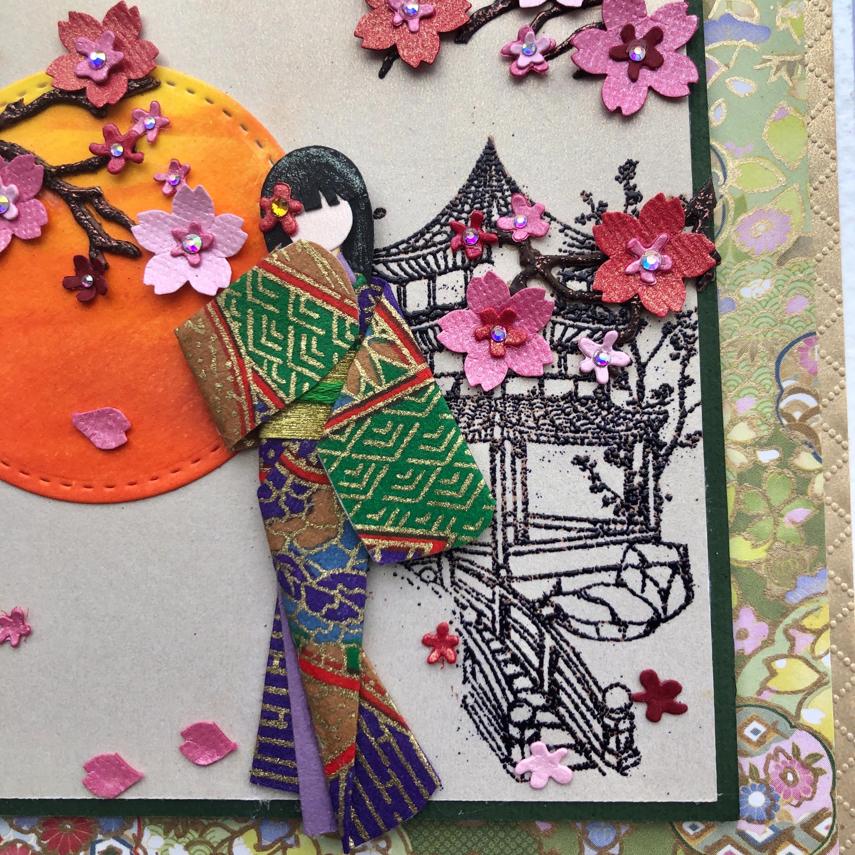 Cherry Blossom Card,japanese Style Card, Origami Doll Card, All ...