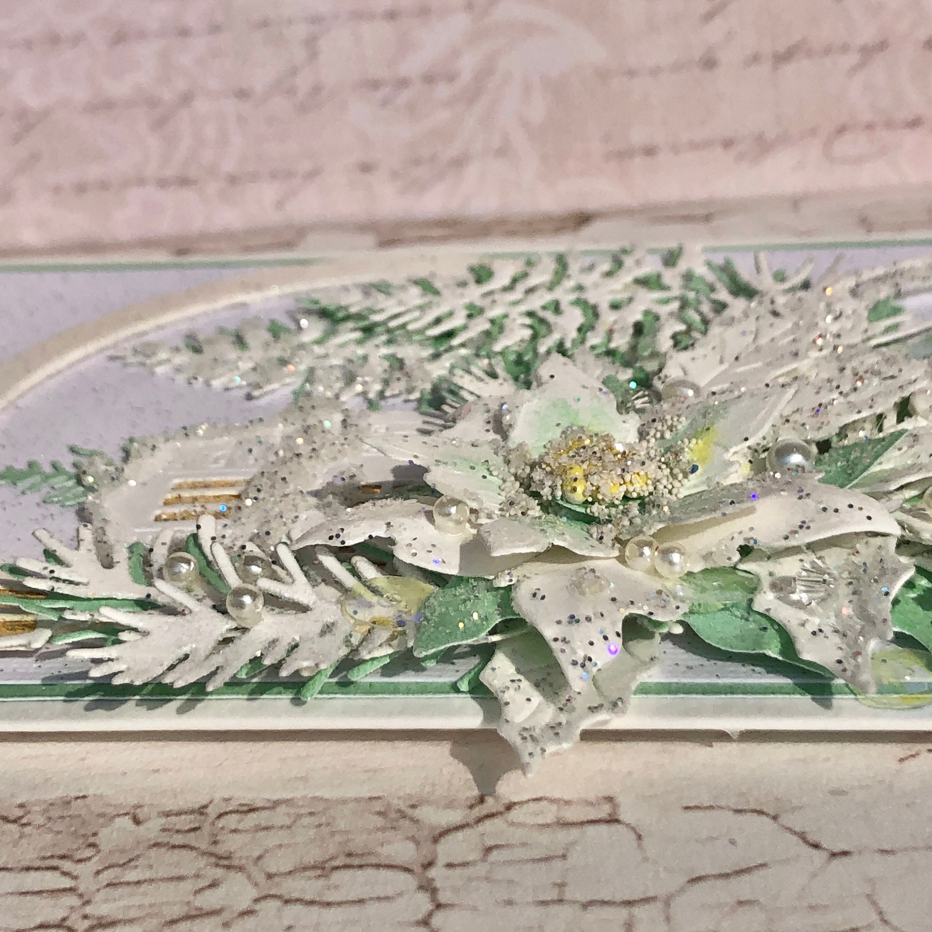 Merry Christmas Handmade Greeting Card, Christmas Trees, Poinsettia ...