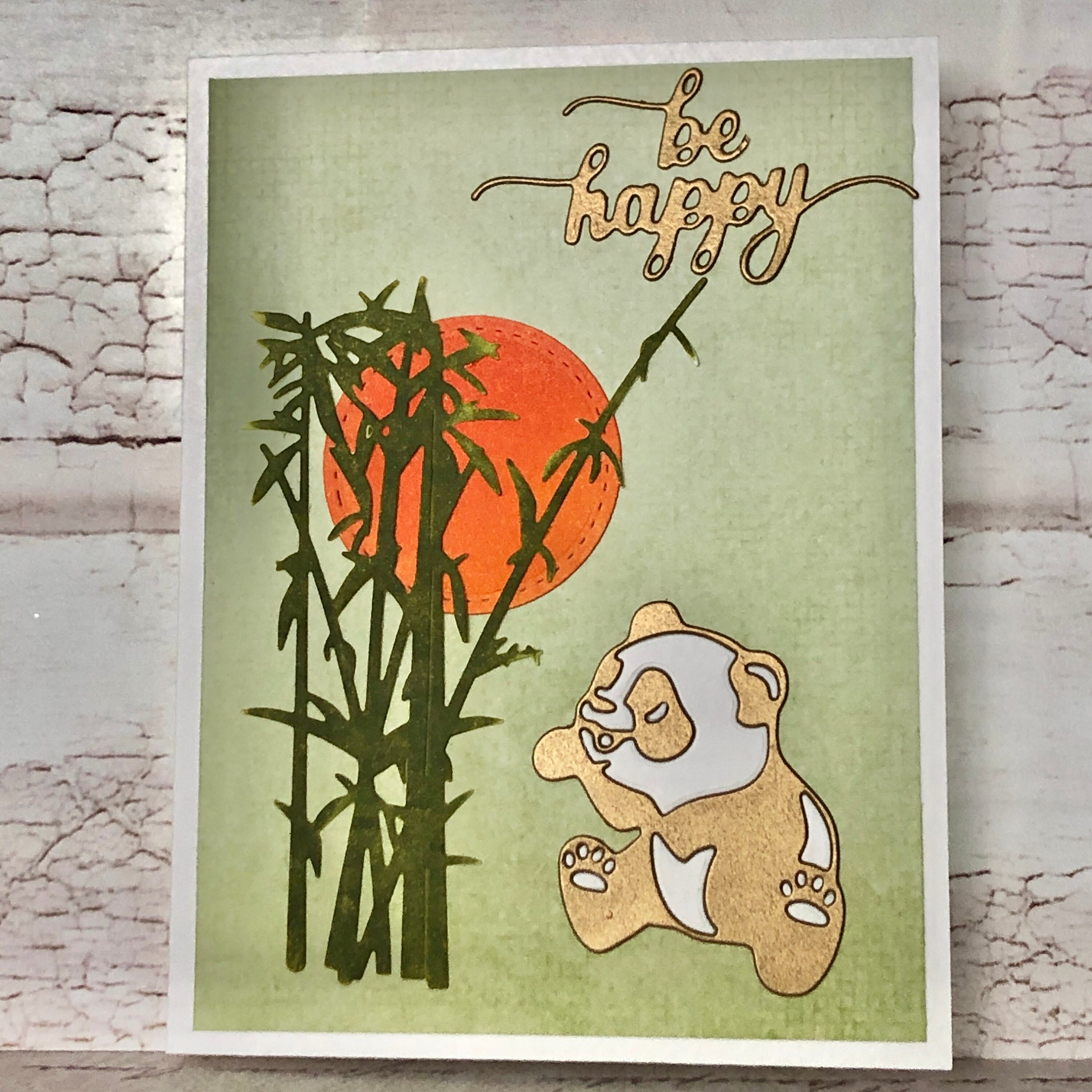 Handmade Panda and Bamboo Card, Be Happy Greeting Card , All Occasions ...